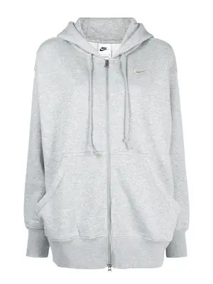 Nike Phoenix Logo-embroidered Zip-up Hoodie - Grey