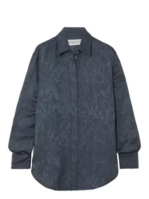 GOLDEN GOOSE Journey Floral Satin-jacquard Shirt - Blue