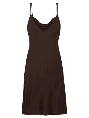 Dries Van Noten Dries Van Noten Draped Crinkled-shell Dress Dark Brown