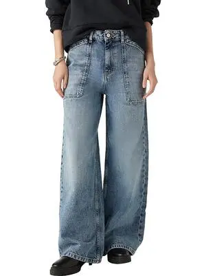 Ba&sh Mellou Wide Leg Jeans - Light Used Blue