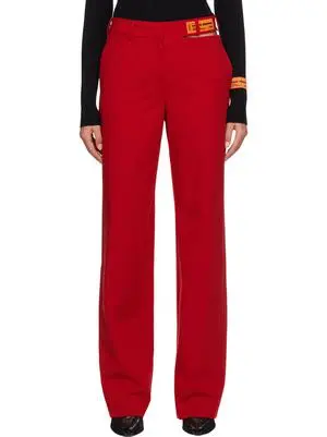 Heron Preston Straight-leg Gabardine Trousers - Red No Col