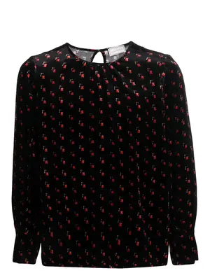 PIERRE-LOUIS MASCIA Velour Graphic-print Blouse - Black