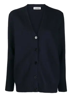JIL SANDER V-neck Wool Cardigan - Blue