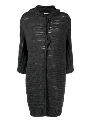 Brunello Cucinelli Hooded Midi Cardigen-coat - Grey