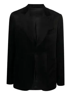LARDINI Brooch-detail Single-breasted Blazer - Black