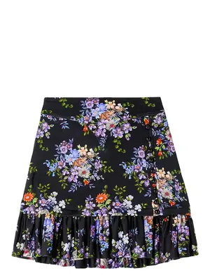 Rabanne Ruffled Floral-print Mini Skirt - Lavender