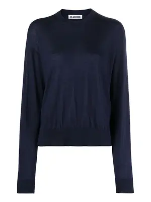 JIL SANDER Ribbed Crew Neck Jumper - Blue