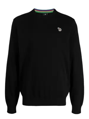 Paul Smith Zebra-patch Crew-neck Jumper - Black