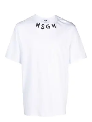 MSGM Logo-lettering Print Cotton T-shirt - White