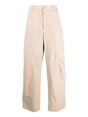 Palm Angels Wide-leg Cotton Cargo Trousers - Neutrals
