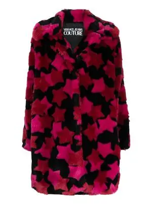 Versace Star-print Faux-fur Coat - Pink