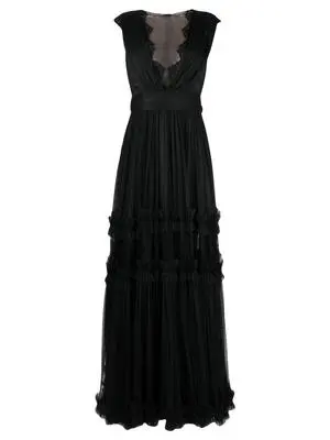 ANA RADU Sleeveless Ruched Maxi Dress - Black