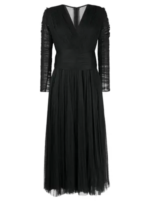 ANA RADU V-neck Midi Dress - Black