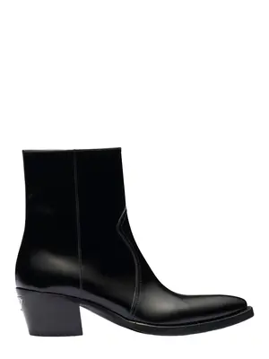 PRADA Prada Triangle-Logo Leather Ankle Boots