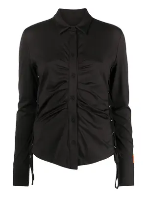 Heron Preston Lace-up Ruched Shirt - Black