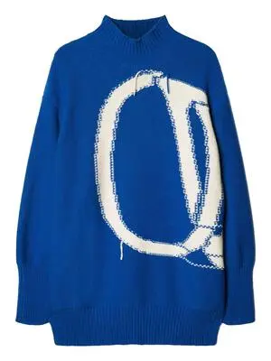 Off-White Logo-intarsia Wool Jumper - Blue