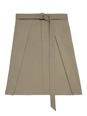 Ami Belted Wool Midi Skirt - Neutrals