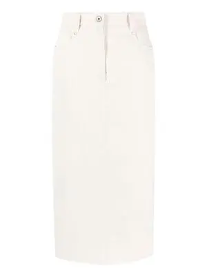 BRUNELLO CUCINELLI Brunello Cucinelli A-Line Maxi Skirt In Light Beige Cotton