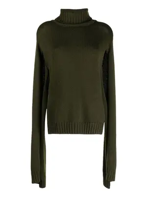 Monse Slit-sleeves Knitted Turtleneck Sweater - Green