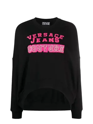 Versace Crystal-embellished Logo Sweatshirt - Black