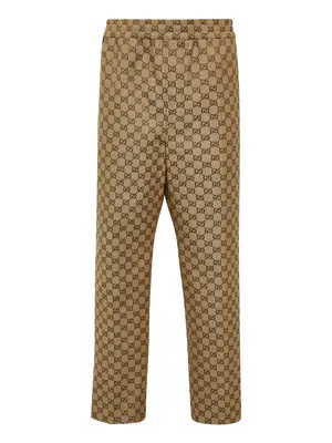 Gucci Gg Supreme Cotton-blend Pants - Beige