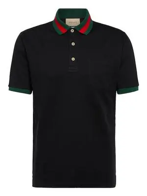 Gucci Web-collar Piqué Polo Shirt - Black