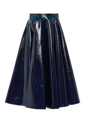 Alaïa Coated Wool-blend Midi Skirt - Blue