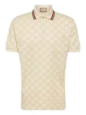 Gucci Gg Embroidered Polo Top - Neutrals
