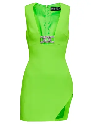 David Koma Embellished Asymmetric Mini Dress - Green