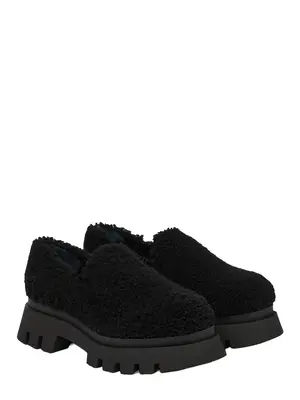 Dorothee Schumacher Furry Chic Shearling Platform Loafers - Black
