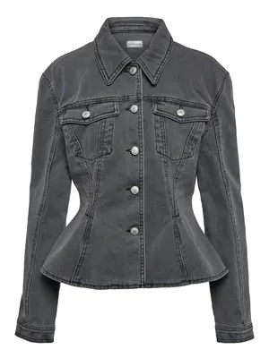 Magda Butrym Peplum Denim Jacket - Grey