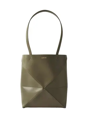 Loewe Loewe Puzzle Fold Convertible Medium Leather Tote Dark Green