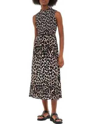 Whistles Heidi Leopard Spot Midi Dress - Leopard Print