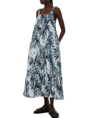 Whistles Rhea Cotton Trapeze Dress - Blue/multi
