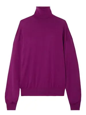 Saint Laurent Wool Turtleneck Sweater - Purple