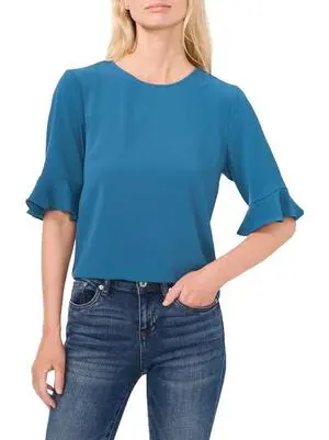 CECE DUPRAZ Ruffle Cuff Blouse - Mallard Blue