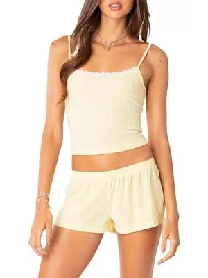 EDIKTED Irene Pointelle Camisole - Yellow