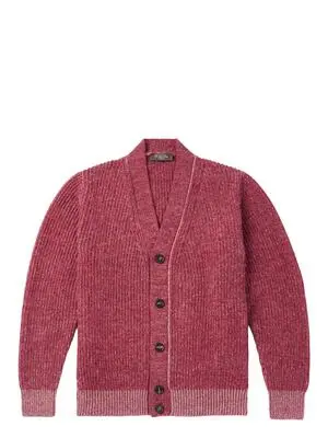 Loro Piana Sey Ribbed Cashmere And Silk-blend Cardigan - Red