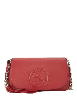 Gucci Grained Leather Soho Chain Flap Crossbody - Red