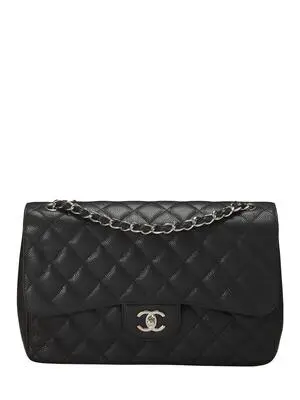 CHANEL Chanel Quilted Caviar Classic Double Flap Jumbo Shoulder Bag