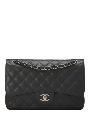CHANEL Chanel Quilted Caviar Classic Double Flap Jumbo Shoulder Bag