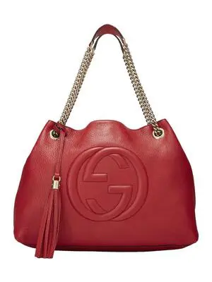 Gucci Leather Soho Chain Tote - Red
