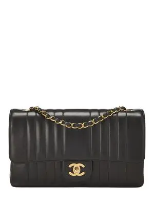 Chanel Lambskin Vertical Flap Bag - Black