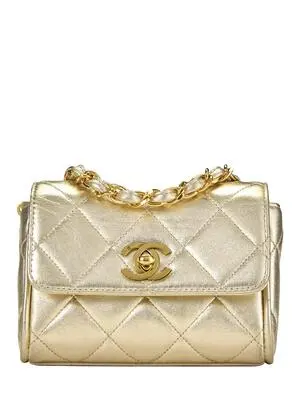 CHANEL Chanel Quilted Lambskin Half Flap Micro