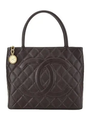 Chanel Quilted Caviar Medallion Tote - Brown