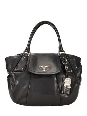 Prada Calfskin Convertible Handbag - Black