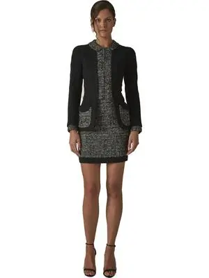 Chanel White Tweed Zip-up Skirt Suit Set - Black
