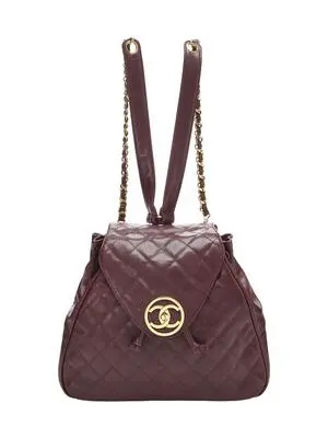 Chanel Quilted Caviar Backpack - Burgundy