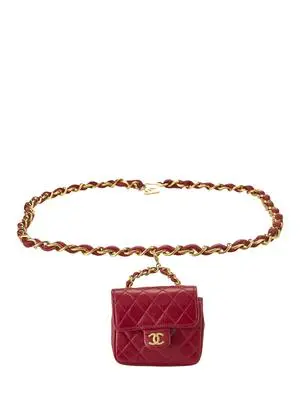Chanel Quilted Lambskin Belt Bag With Flap - Red
