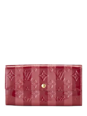 LOUIS VUITTON Monogram Vernis Rayures Sarah Wallet - Red